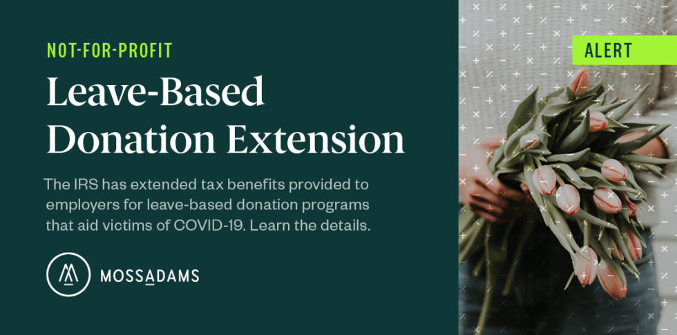 IRS Extends Employer-Sponsored, Leave-Based Donation Programs through ...